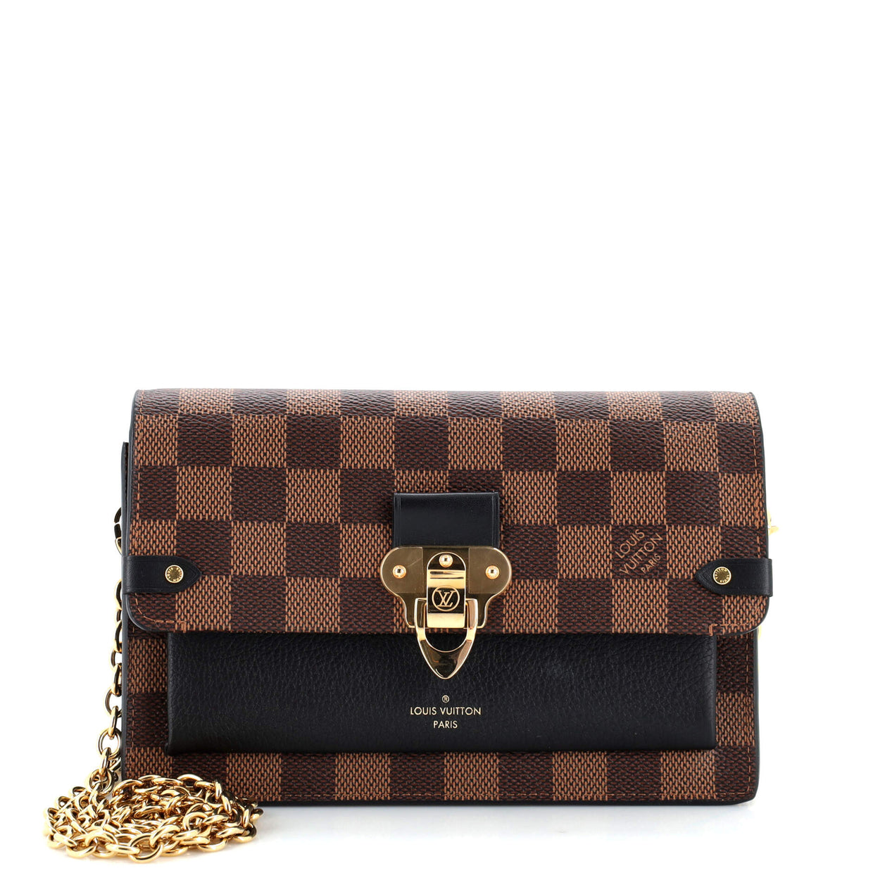 Louis Vuitton Vavin Chain Wallet NM Damier with Leather Black 257664148