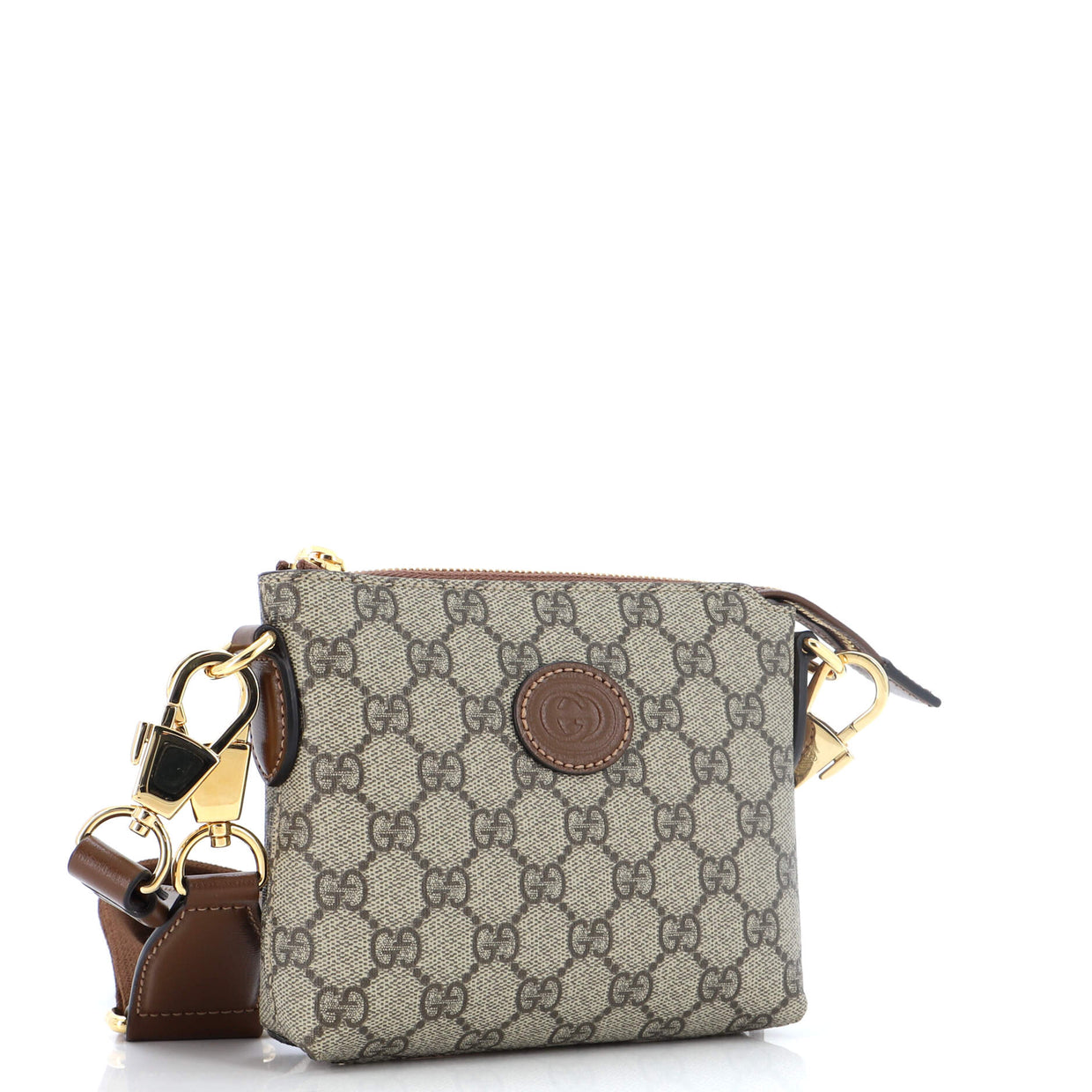 Gucci Interlocking G Patch Wristlet Messenger Bag GG Coated Canvas Mini ...
