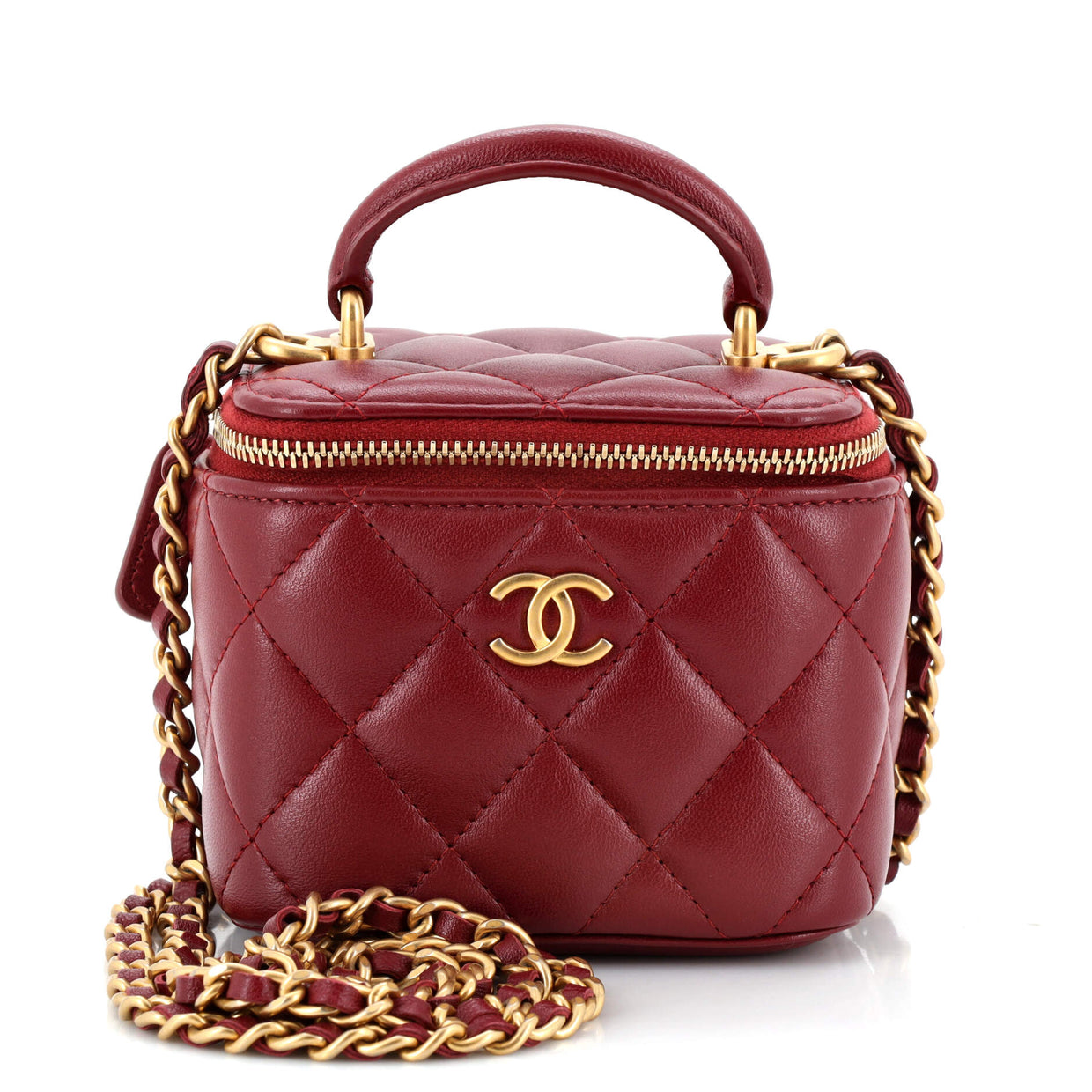 Chanel Classic Top Handle Vanity Case with Chain Quilted Lambskin Mini ...