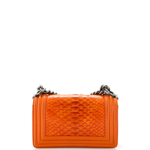 Chanel Boy Flap Bag Python Small Orange 2624034