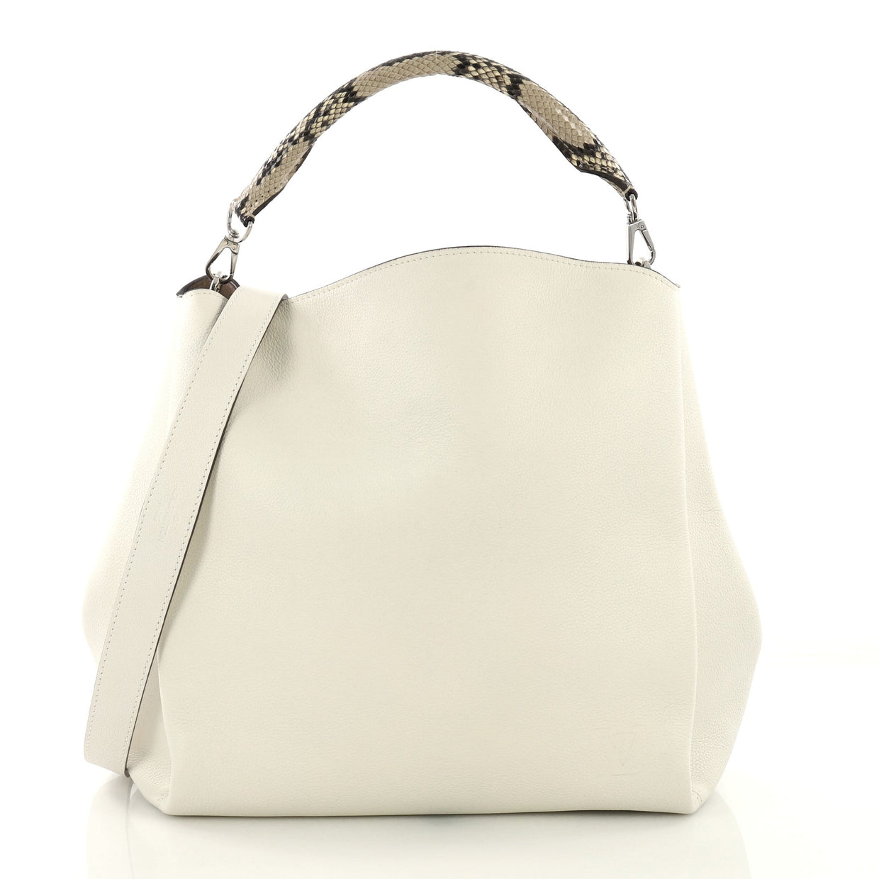 Louis Vuitton Babylone Handbag Leather and Python MM White 3694017