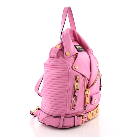 Moschino Moto Jacket Backpack Leather Pink 3746951
