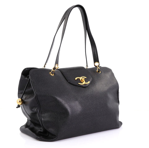 Chanel Vintage Supermodel Weekender Bag Caviar Large Black 4143346