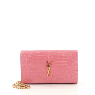 Saint Laurent Classic Monogram Wallet on Chain Crocodile 427501