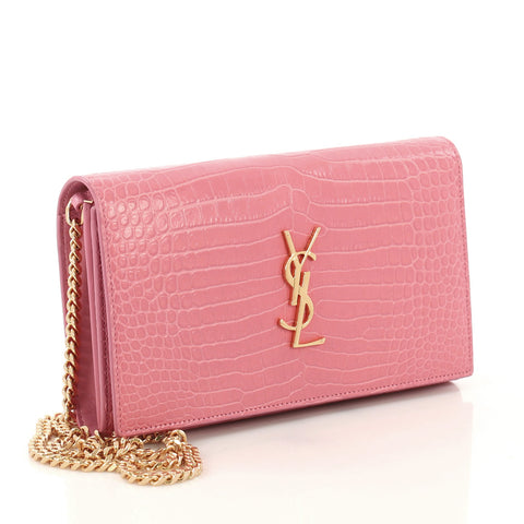 Saint Laurent Classic Monogram Wallet on Chain Crocodile 427501