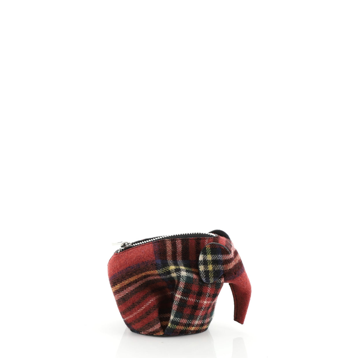 Loewe Elephant Coin Purse Tartan Wool Red 4500348