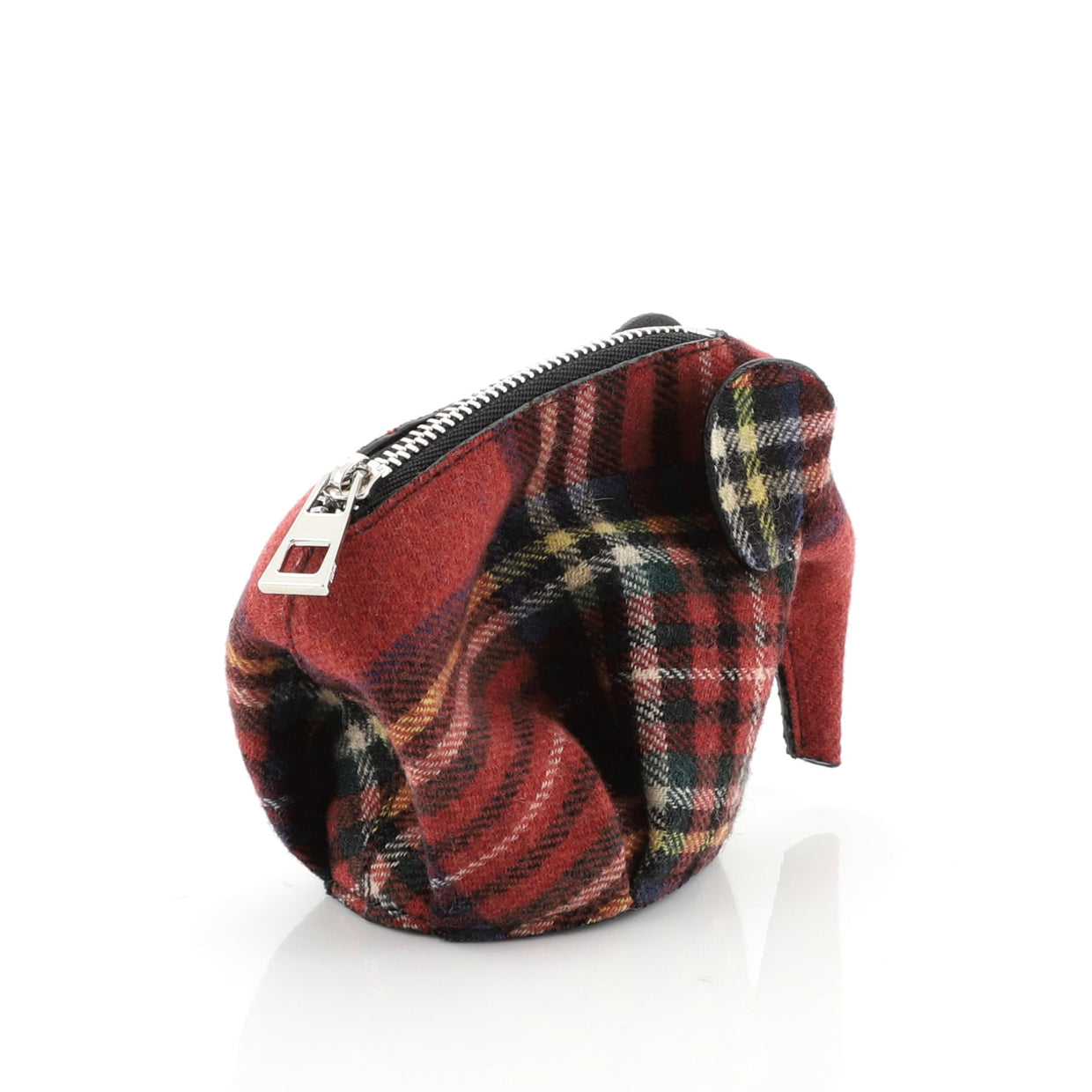 Loewe Elephant Coin Purse Tartan Wool Red 4500348