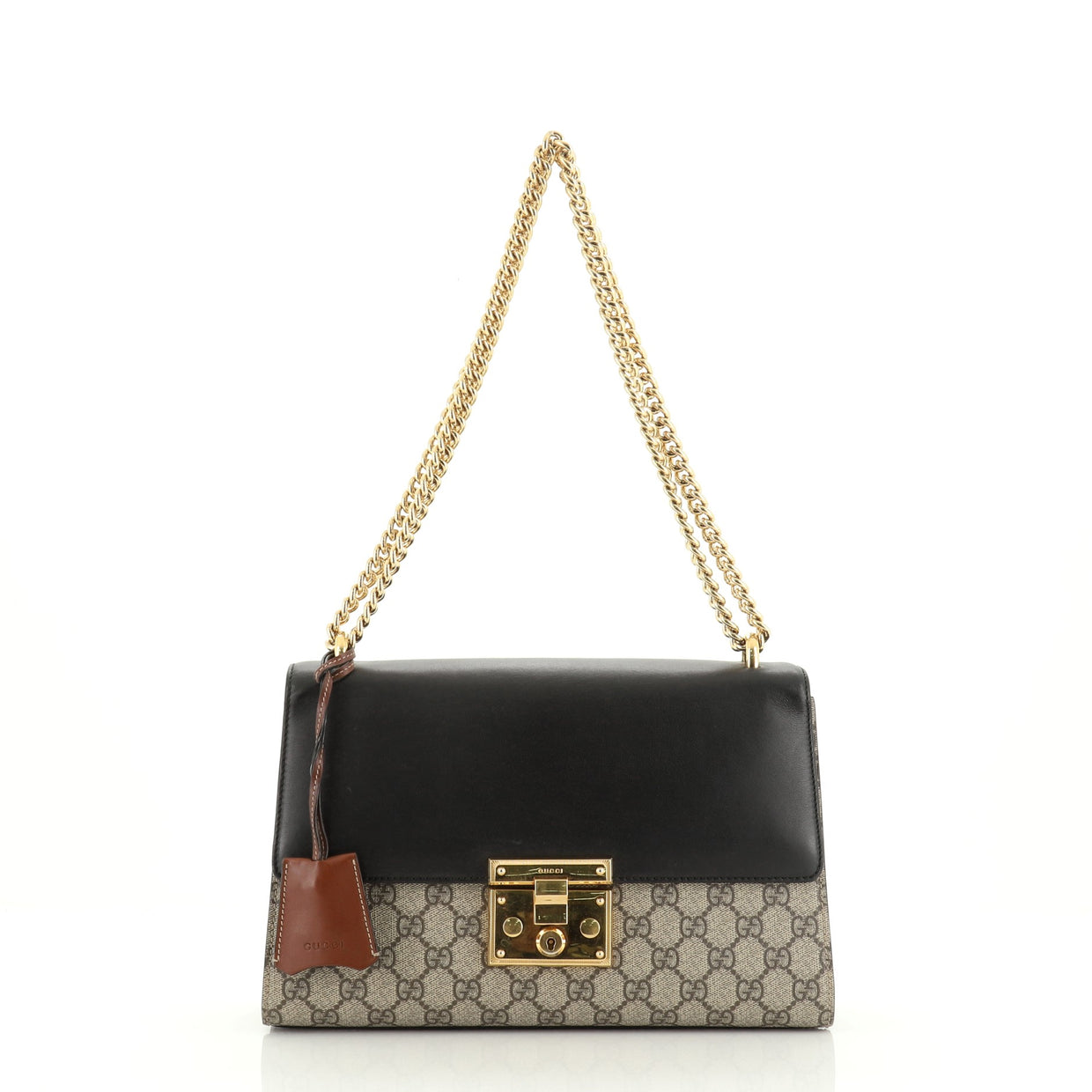 Gucci Padlock Shoulder Bag GG Coated Canvas and Leather Medium Black 456678
