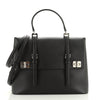 Prada Half Flap Double Turn Lock Satchel Saffiano Leather Large Black ...