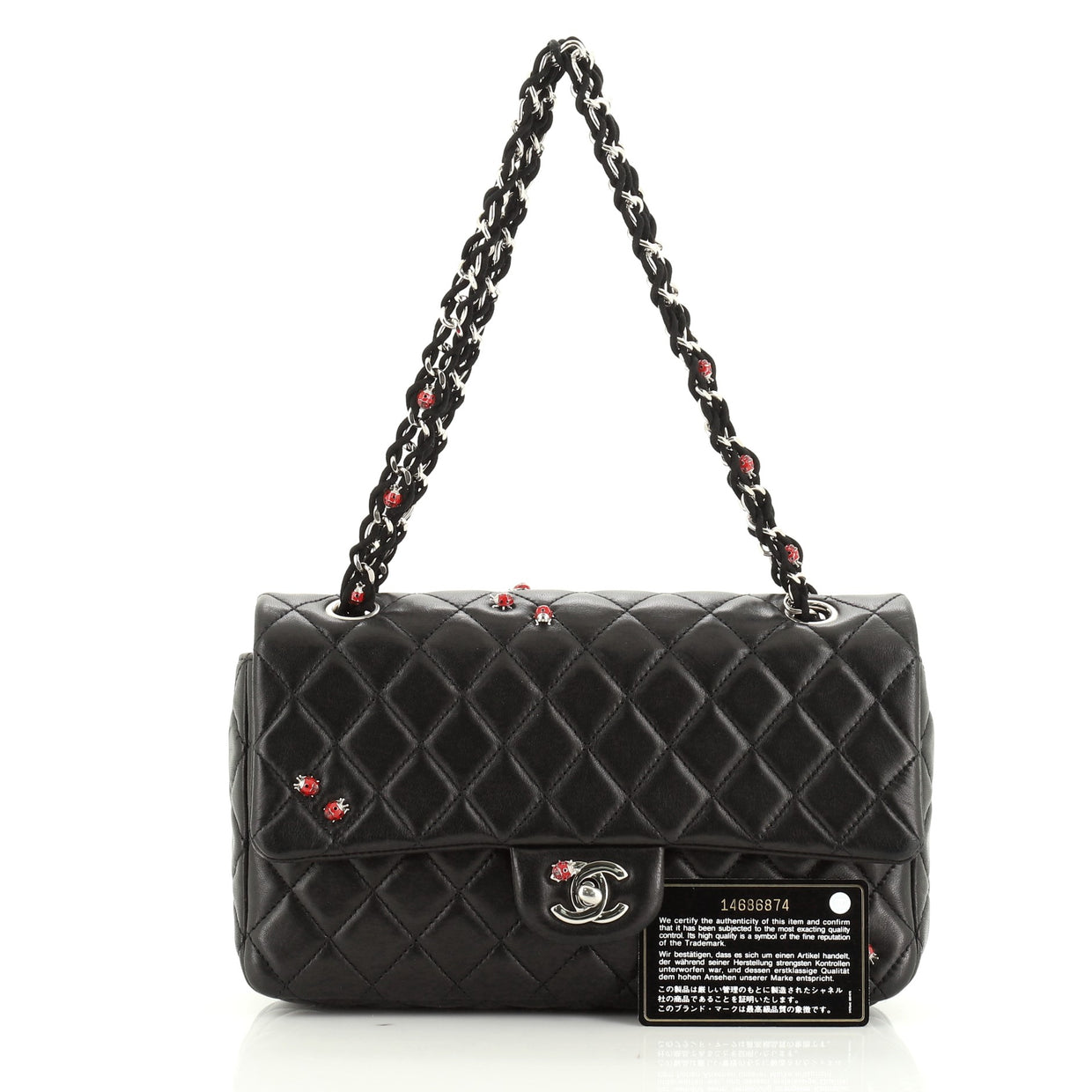 Chanel Ladybug Flap Bag Quilted Lambskin Medium Black 51197127
