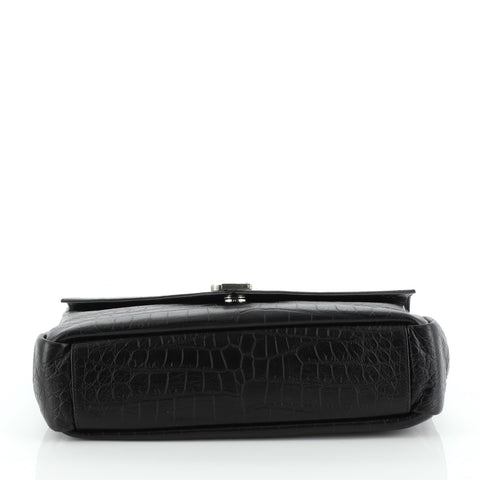 Saint Laurent Classic Monogram College Bag Crocodile Embossed Leather ...
