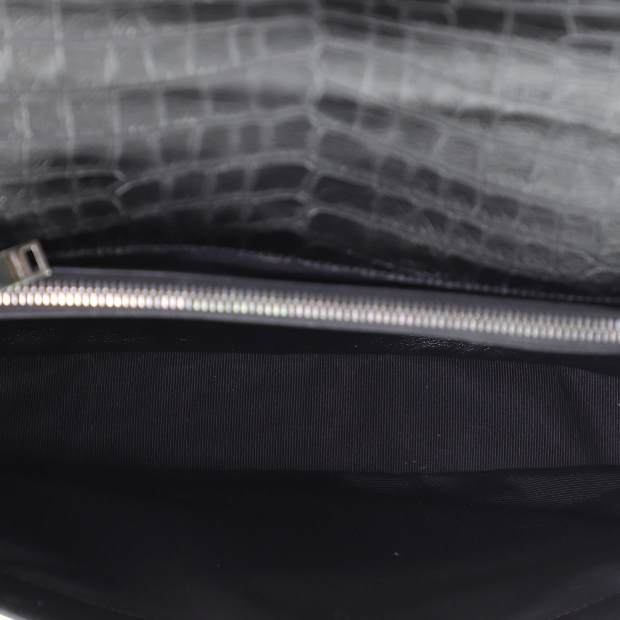 Saint Laurent Classic Monogram College Bag Crocodile Embossed Leather ...