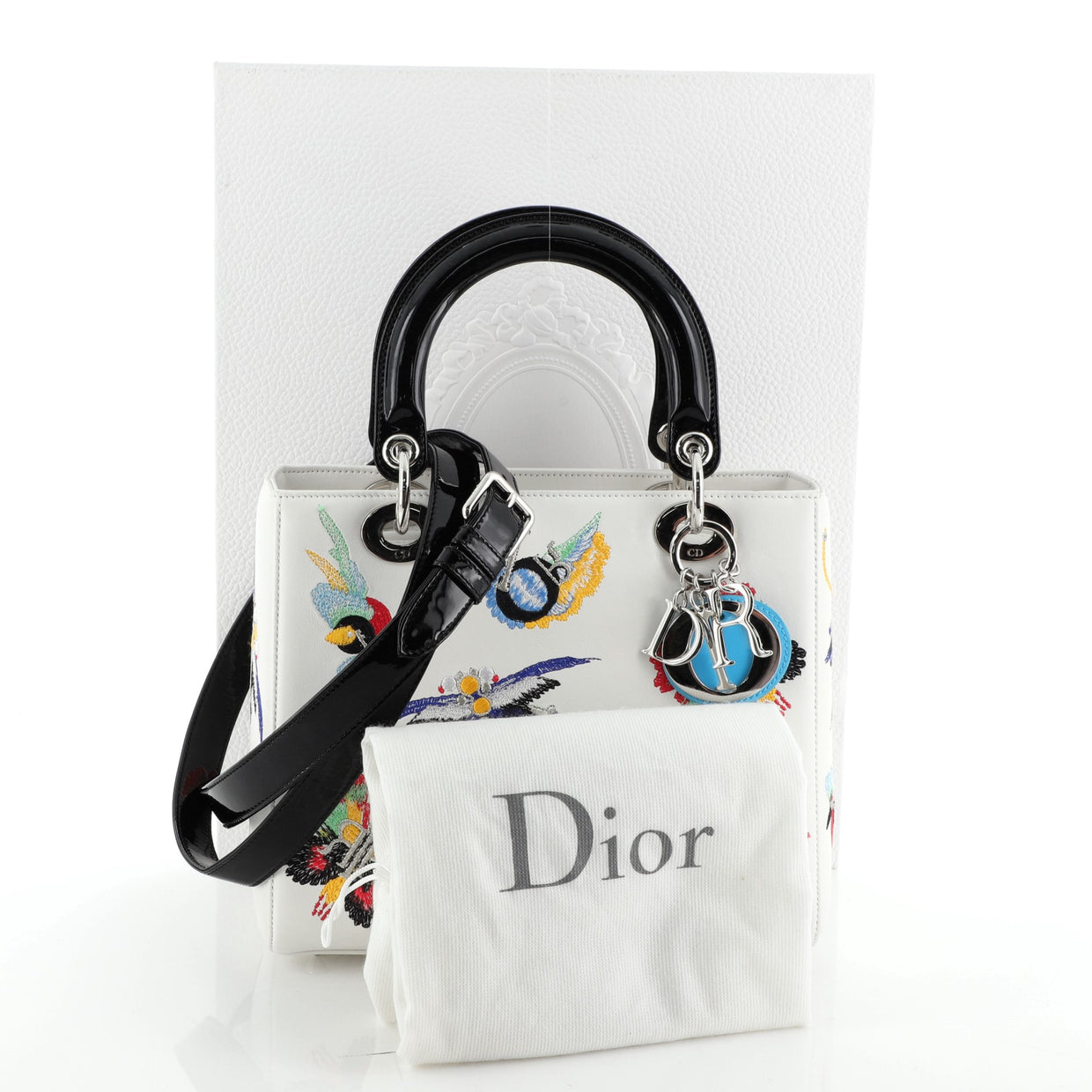 Christian Dior Animals Lady Dior Bag Embroidered Calfskin Medium Print ...
