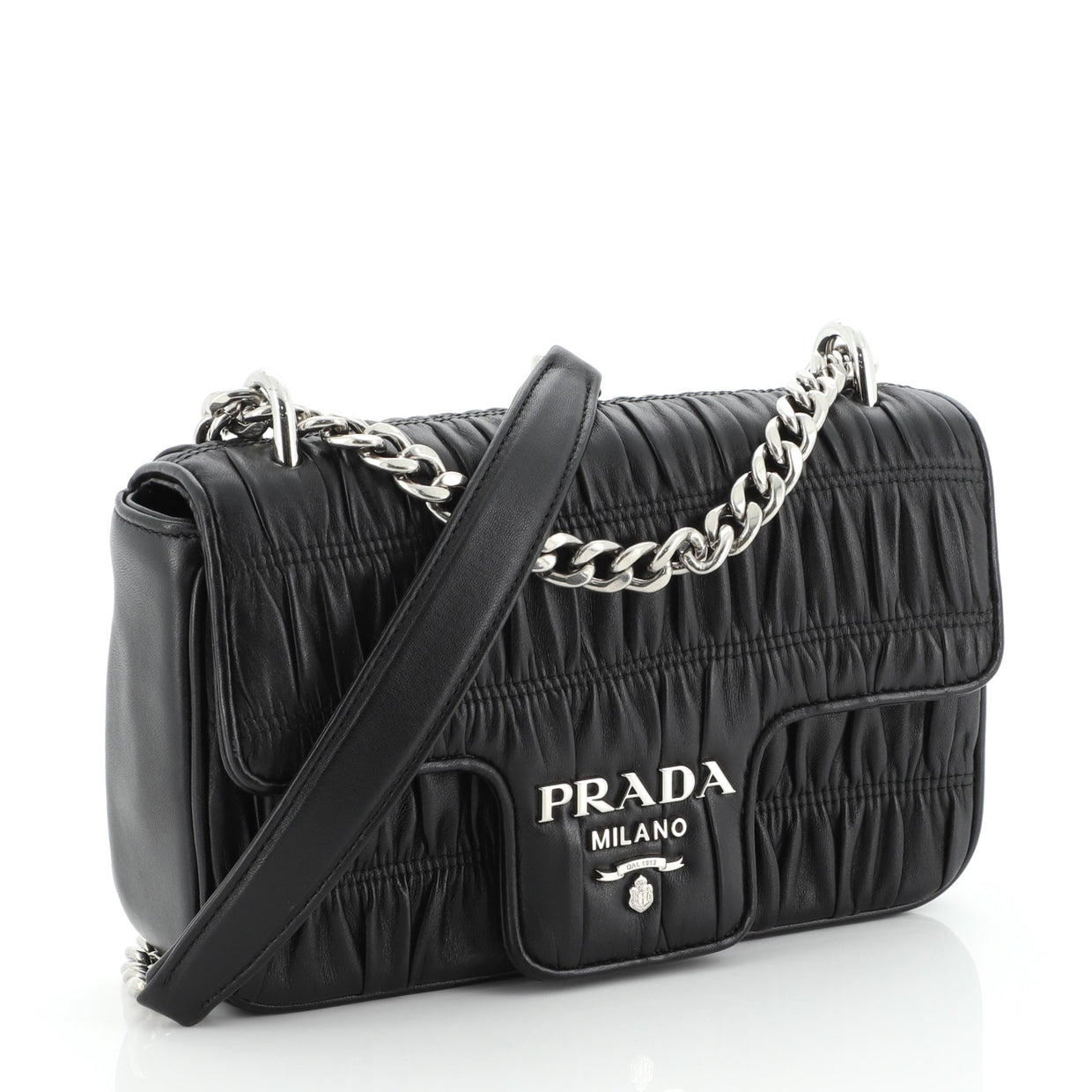 Prada Chain Flap Crossbody Bag Nappa Gaufre Small Black 5617027