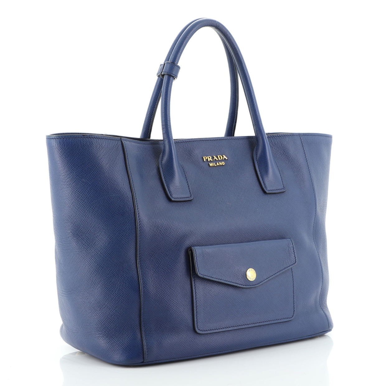 Prada Front Pocket Convertible Tote Saffiano Leather Blue 60534140