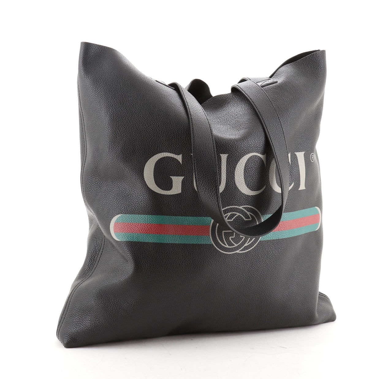 Gucci Logo Tote Printed Leather Large Black 6315140