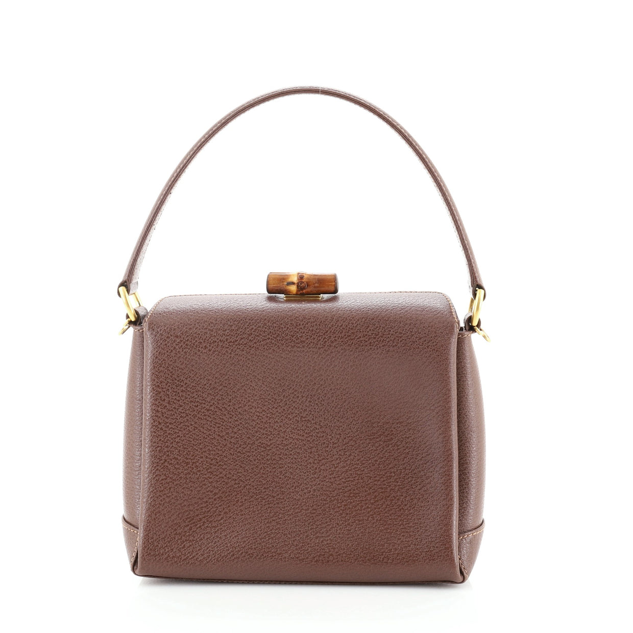 Gucci Vintage Bamboo Box Bag Leather Small Brown 6462053