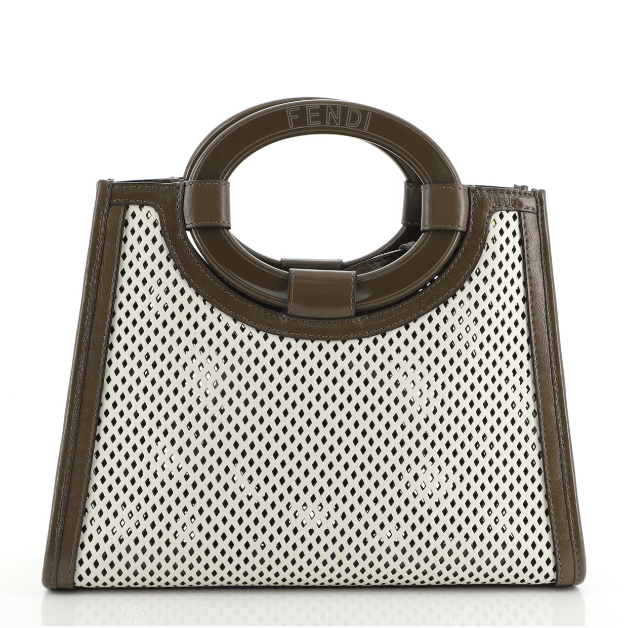 Fendi Runaway Shopper Tote Perforated Leather Mini Brown 7483252