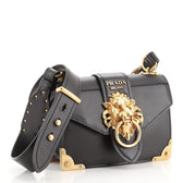 Prada Animalier Cahier Crossbody Bag City Calf and Saffiano Small Black 769025