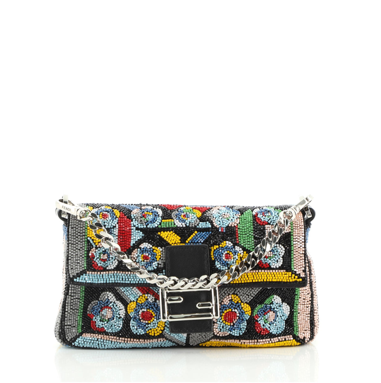 Fendi Baguette Beaded Satin Micro Multicolor 786768