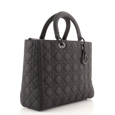 Christian Dior Ultra Matte Lady Dior Bag Cannage Quilt Calfskin Large ...